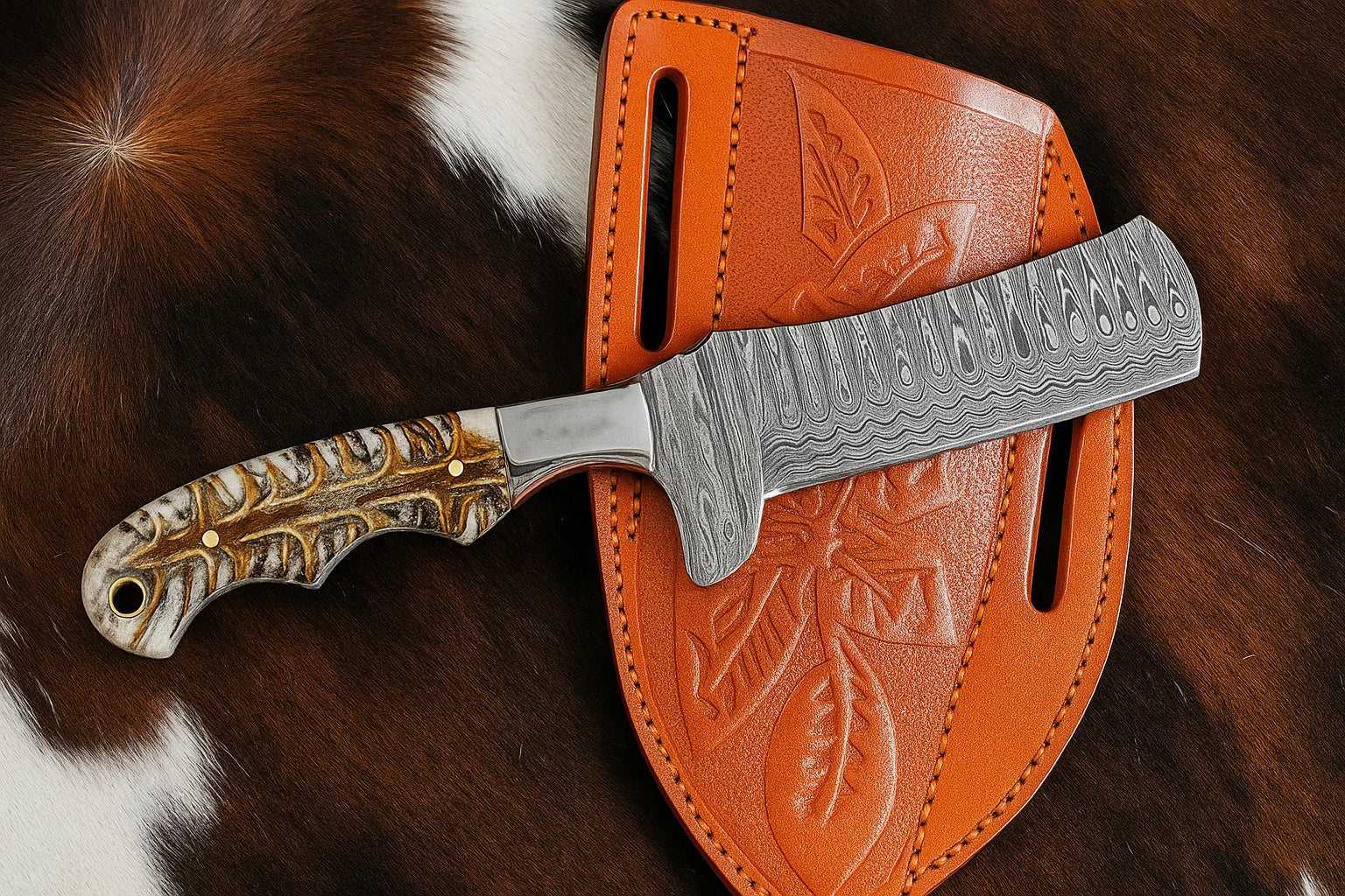 Damascus Steel Bull Cutter Knives | True Knife